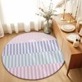 Abstract Stripe Area Rugs 5' (Round) Classic Pink Blue Lines Art Floor ...