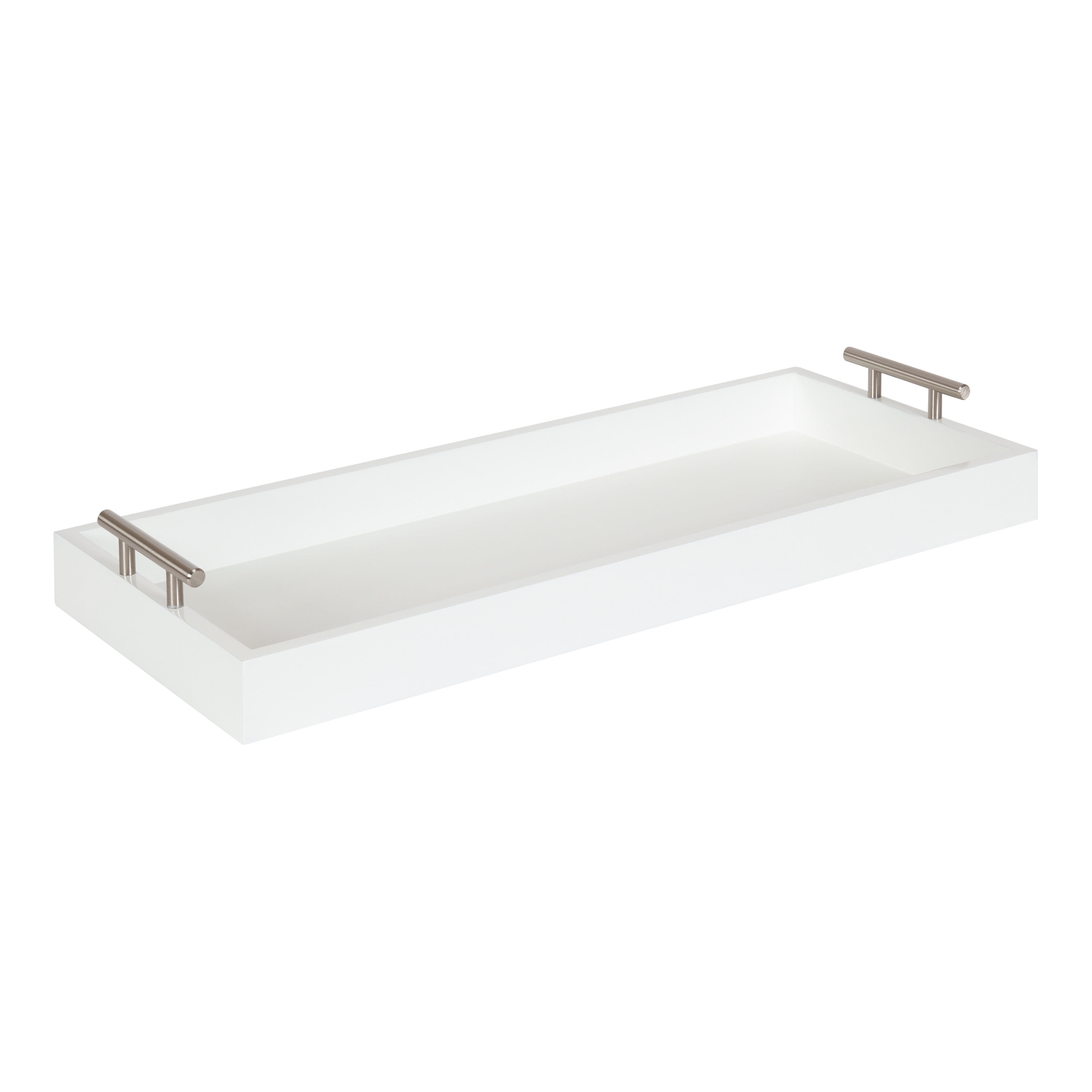 Kate and Laurel Lipton Narrow Decorative Tray, 10 x 24, White and ...