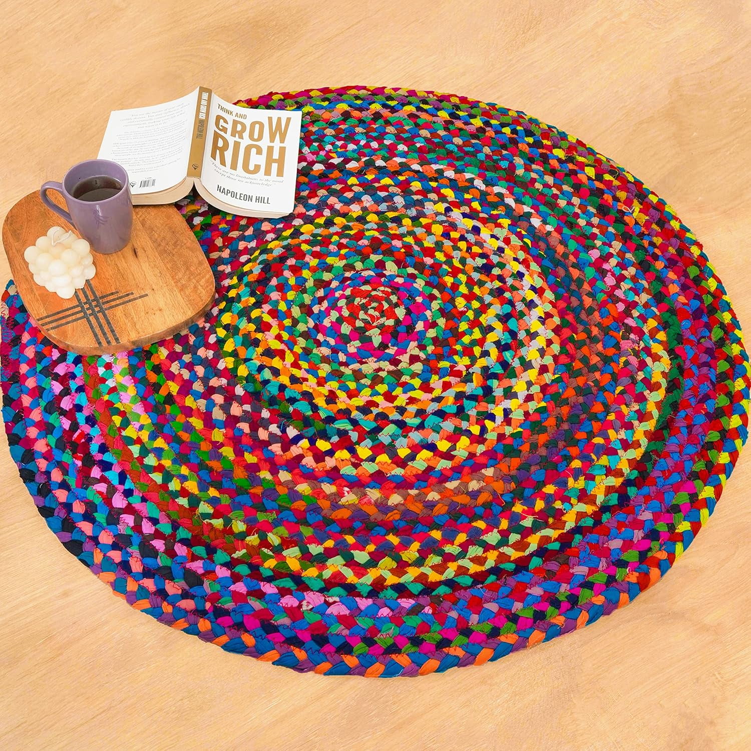 Click here for Siabc-Cotton Chindi Rag Rug 3 Ft Round Handmade Br... prices