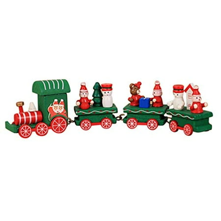 Happyyami Christmas Train Decorations Mini Wooden Train Set Toys Party ...