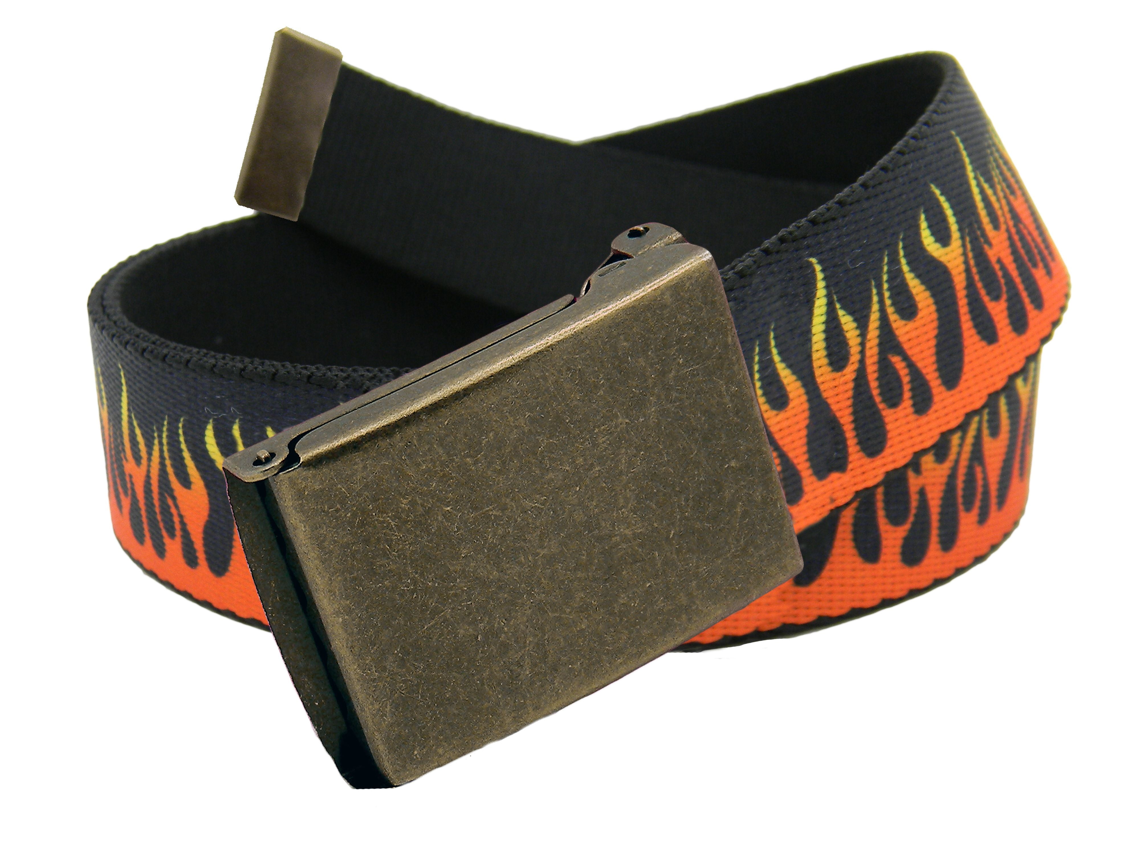Men's Antique Brass Flip Top Military Belt Buckle with Canvas Web Belt ...