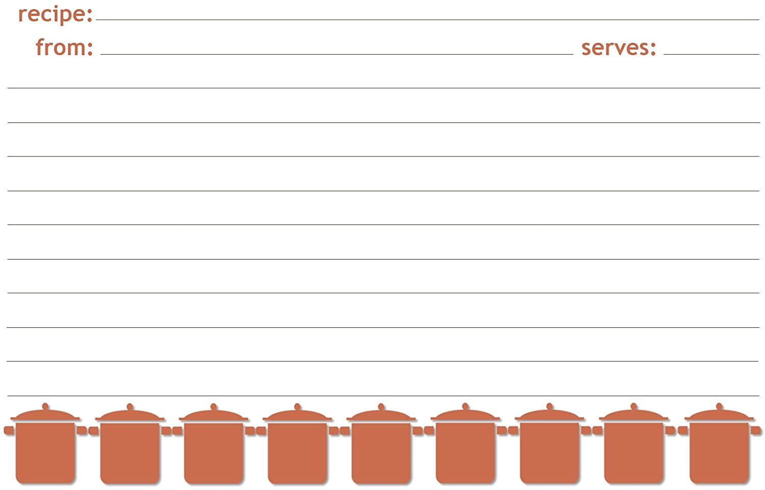 Recipe Card Set, 25 4 x 6 recipe cards - Copper/Brown design from ...