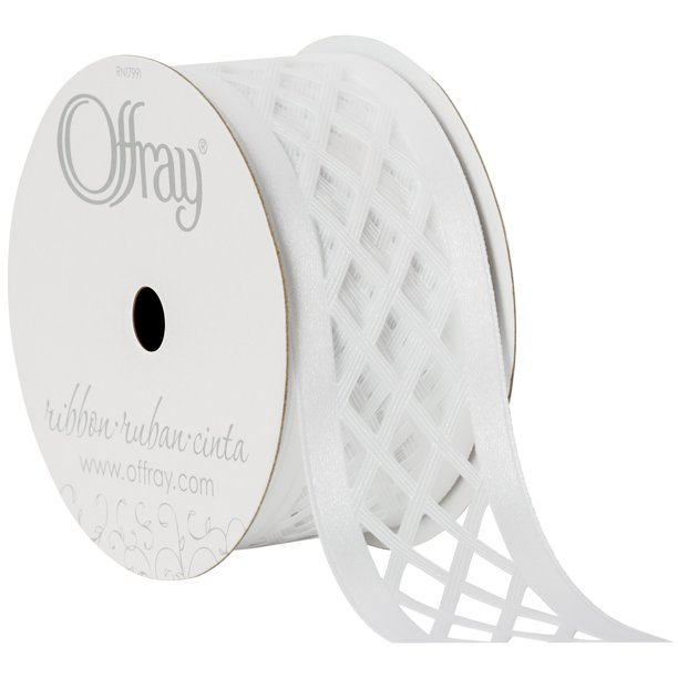 Offray Ribbon, White 1 1/2 inch Cutout Satin Ribbon for Sewing, Crafts ...