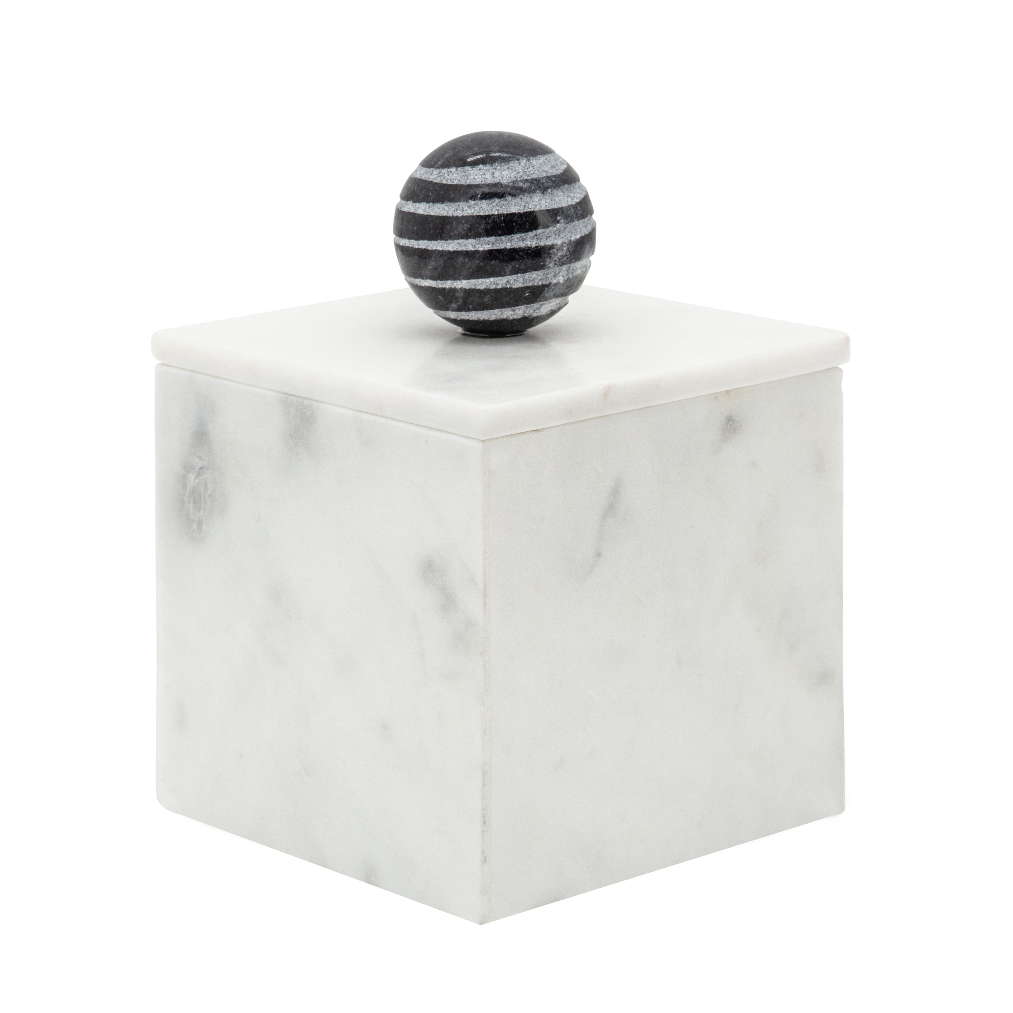 Sagebrook Home Marble, 5X7 Box With Orb, White, Square, Marble ...
