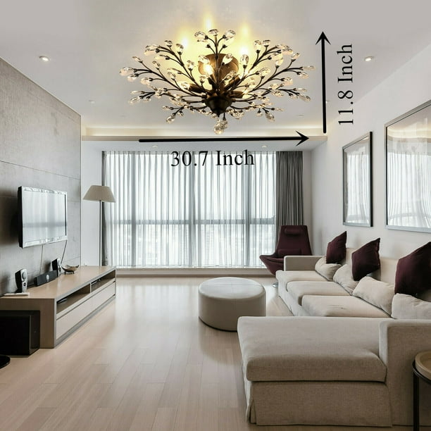 Branches Chandelier 5-Light Crystal Tree Branch Pendant Lamp Ceiling ...