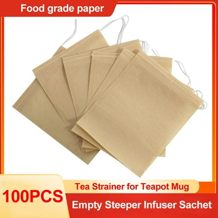 100 Pieces One-Off Mesh Tea Bag Herb Teabags Organizer Paper Filter ...