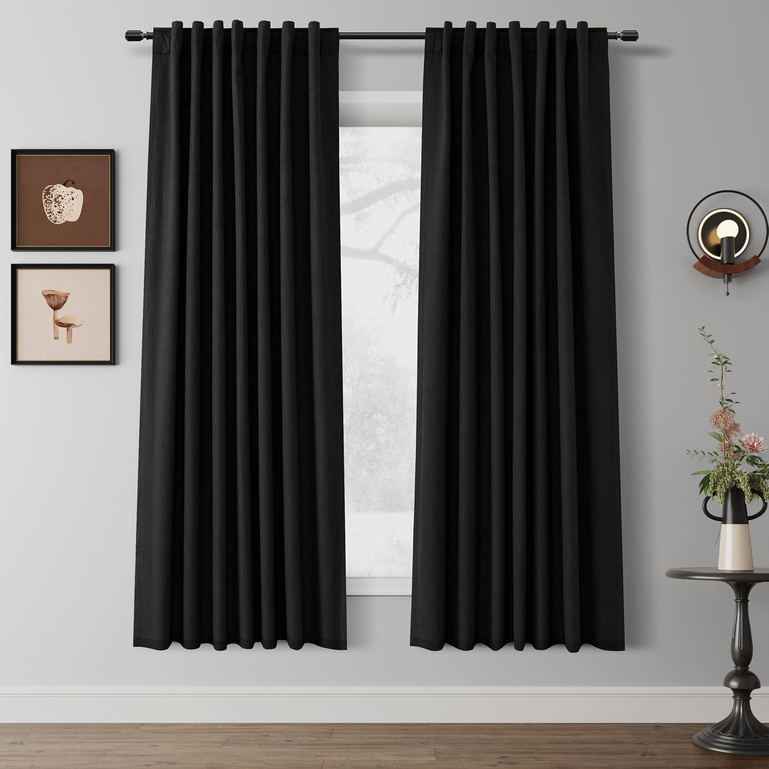 Click here for Siabc-Linen Black Blackout Curtains 72 Inches Long... prices
