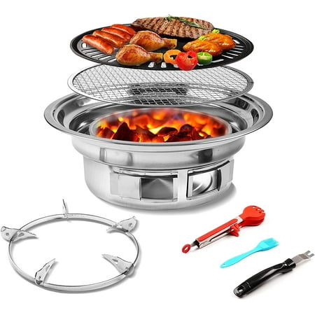 Korean Charcoal Grill, Portable Barbecue Grill Stainless Steel, Non ...