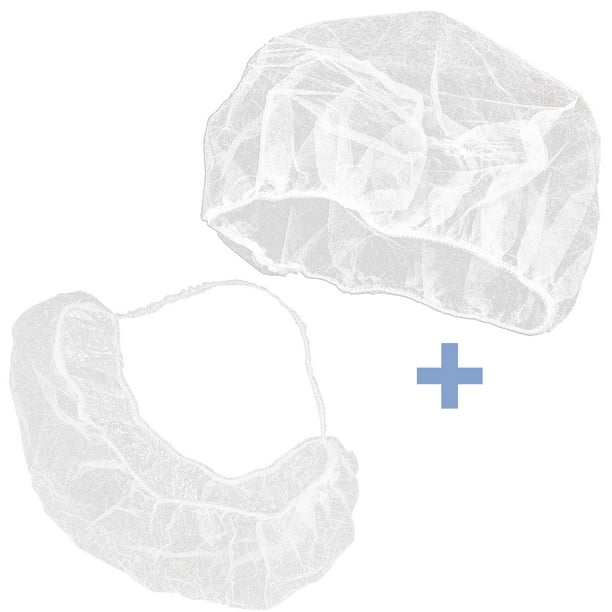 [100 Hairnet and 100 Beard Net Pack] 21 Inch Bouffant Hair Nets and ...