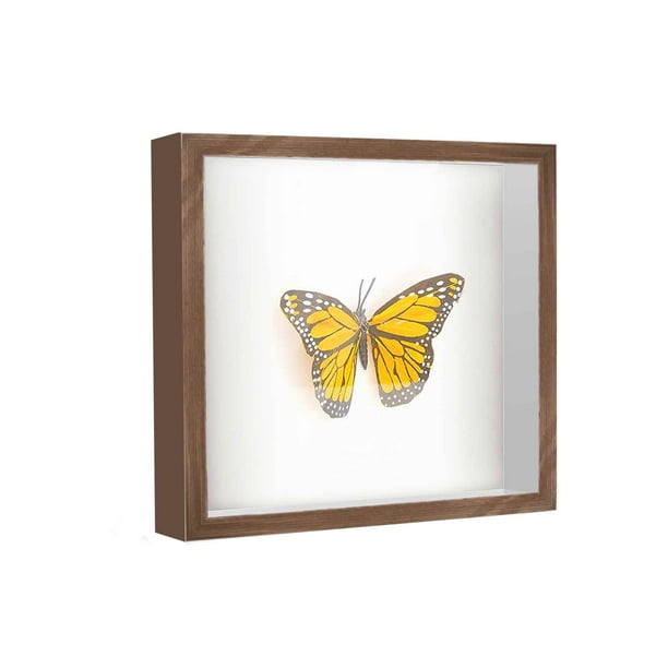 14x14 Shadow Box Frame Brown | 1.125 inches Deep Real Wood Rustic ...