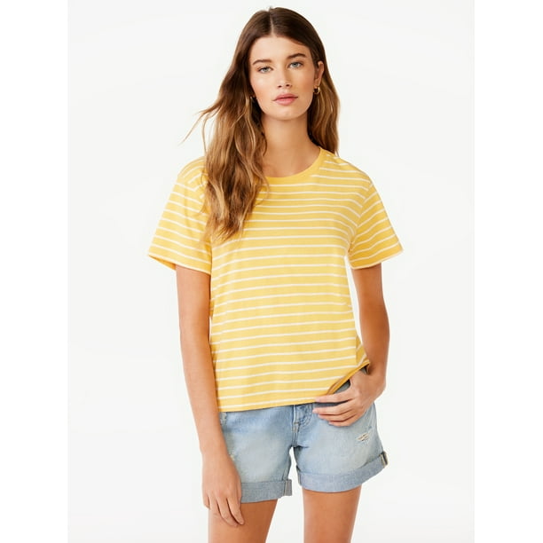 Free Assembly Women's Crop Box Tee with Short Sleeves, Sizes XS-XXXL ...