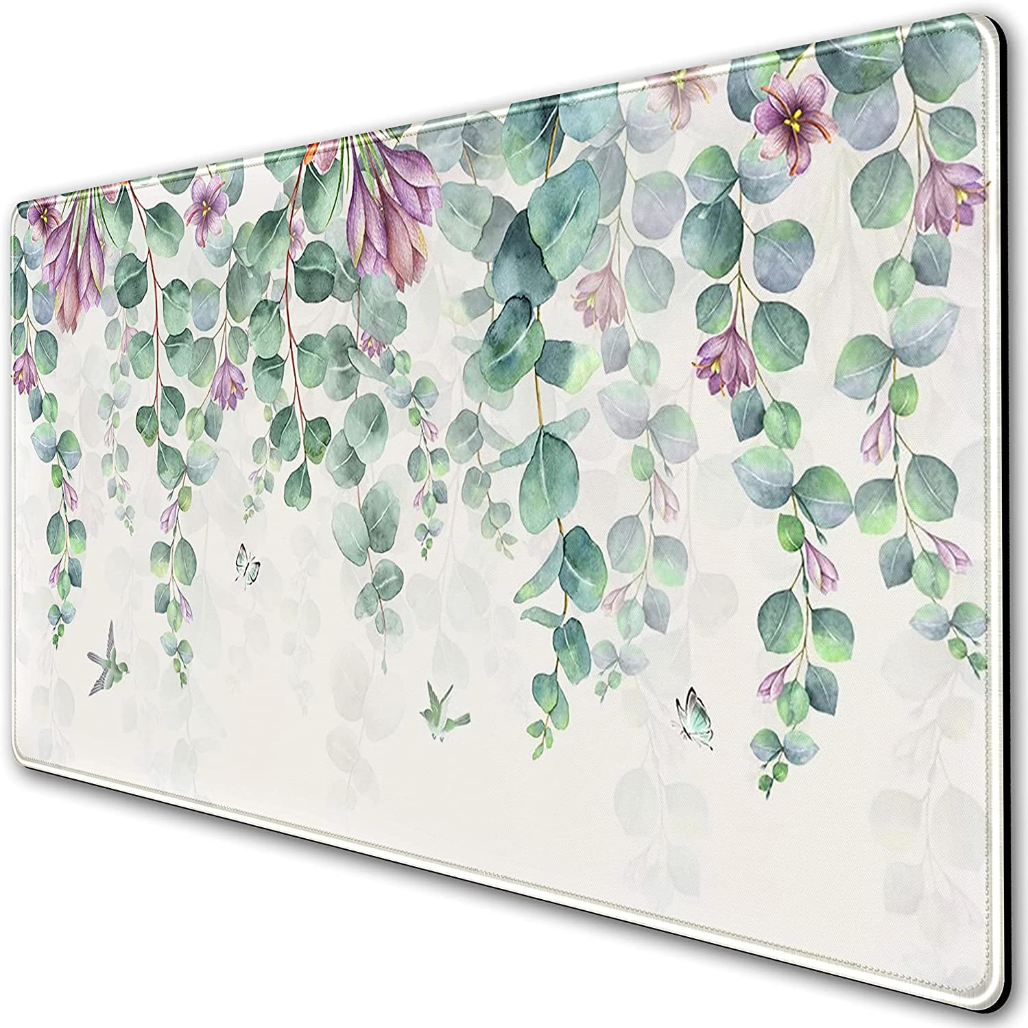 Eucalyptus Leaf Large Mouse Pad Watercolor Flowers Mouse Pad XXL Green ...