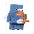 Cartoon Dinosaur Print Knitted Warm Convertible Flip Mittens Top ...
