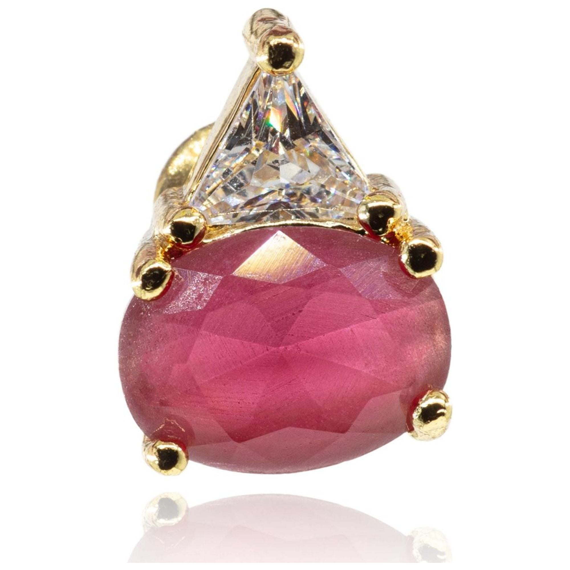 Arete dorado moda mujer CYRA con cristal en forma de gota color rojo ...