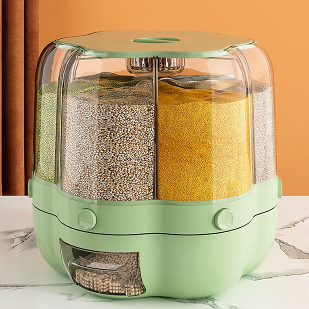 Grains Storage Boxes Bins 360° Rotation Design Transparent Kitchen ...