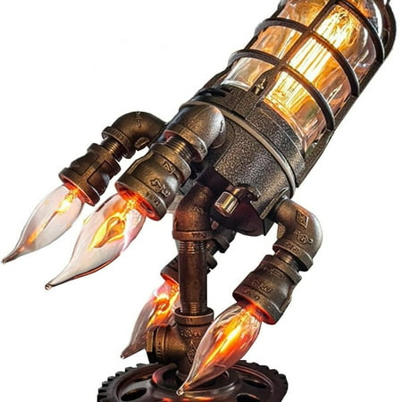 2022 Hottest Steam Punk Rocket Lamp With Bulbs Table Lamp Steampunk ...