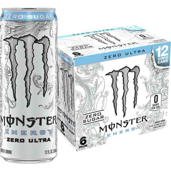 Monster Energy Ultra Black Zero Sugar + Zero Calories Drinks, 6-pack ...