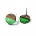 50 pc Transparent Resin & Walnut Wood Stud Earrings with 316 Stainless ...