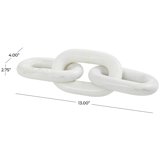 DecMode Decorative Tabletop Accent 13x3 White Marble 3 Link Chain ...