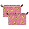 Pizza Pink Love Pattern Collapsible Storage Bin Open Home Shelf Basket ...