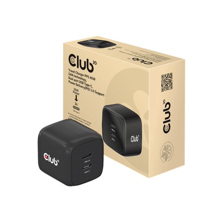 Club 3D CAC-1909 - Power adapter - 45 Watt - 3 A - PD 3.0 - 2 output ...