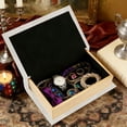 Book Shaped Printed Imitation Leather Storage Boxes with MDF Floral ...