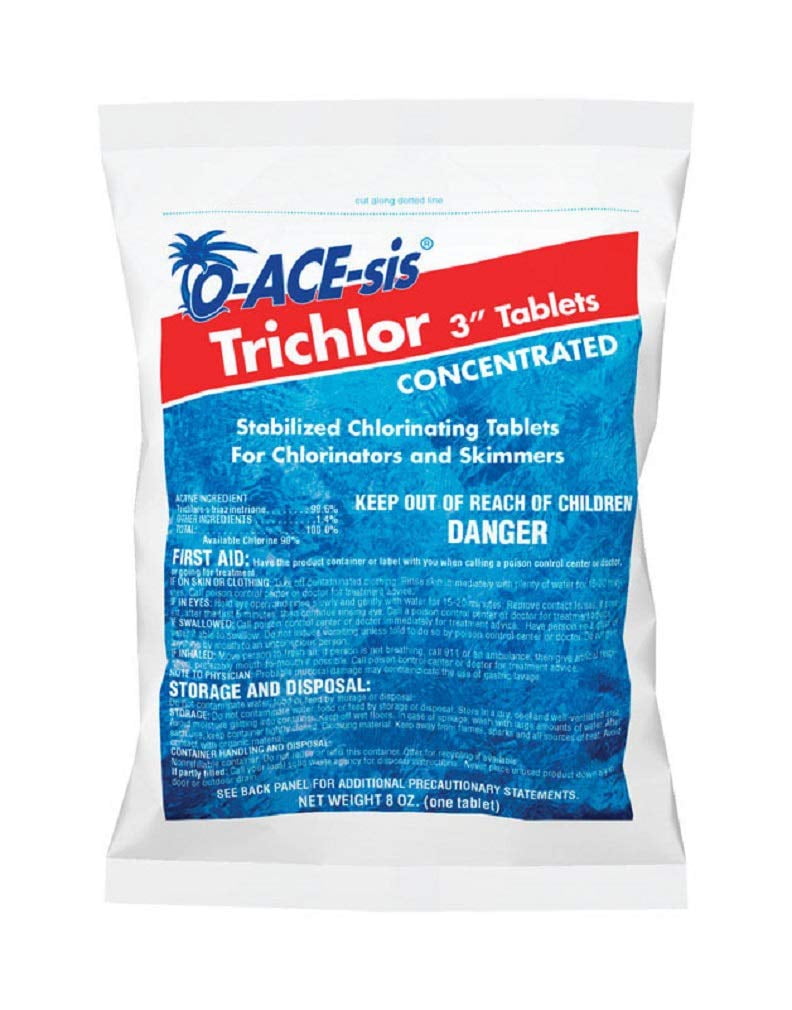 Tabletas de tratamiento de agua para piscinas O-ACE-SIS Trichlor 8 oz ...