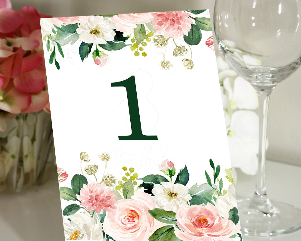 Darling Souvenir Double Sided Print Rose Floral Table Numbers Wedding ...