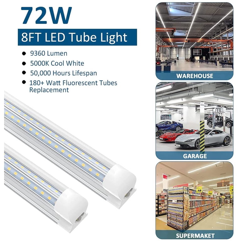 8ft Led Shop Light Fixture 5000k Daylight 8 Foot Garage