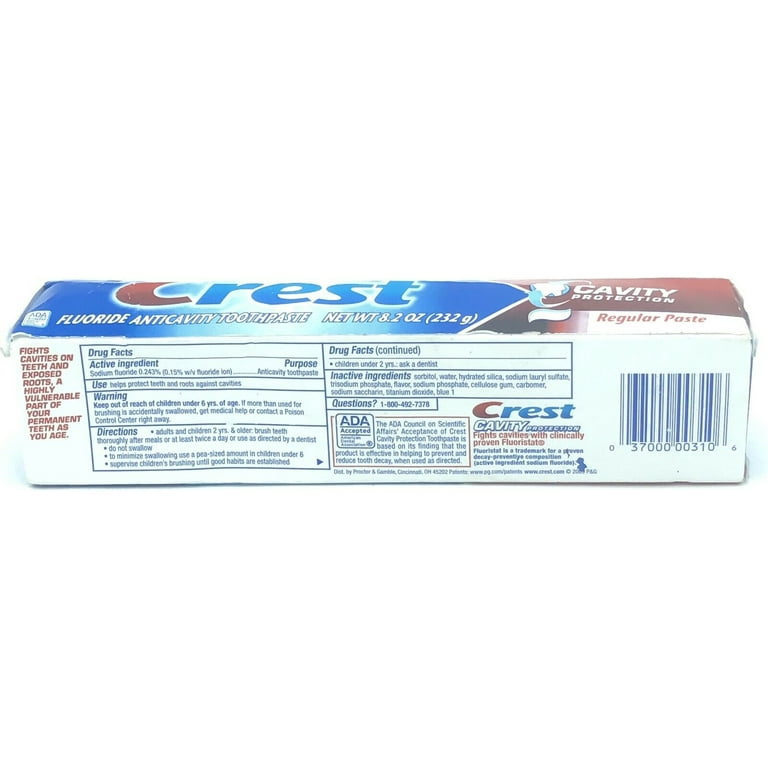 Crest Toothpaste Tube Back