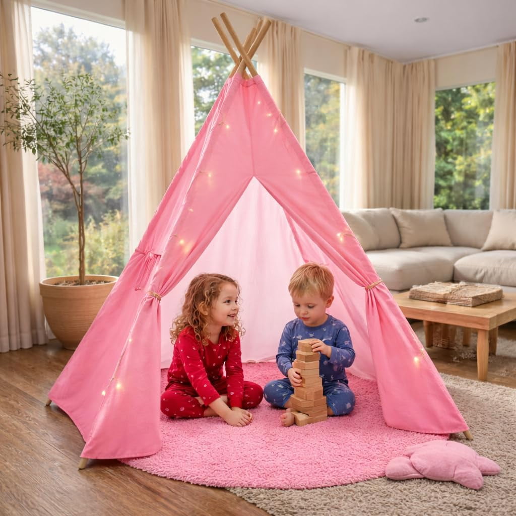 Click here for Zivaska Pink Teepee Tent For Kids Large Pink Kids... prices