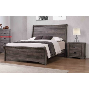 Rustic Cottage Style 3pc Queen Size Panel Headboard Bed and 2x ...