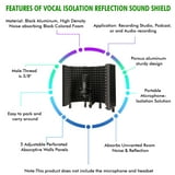 Technical Pro 5-Panel Microphone Isolation Shield Portable Acoustic ...
