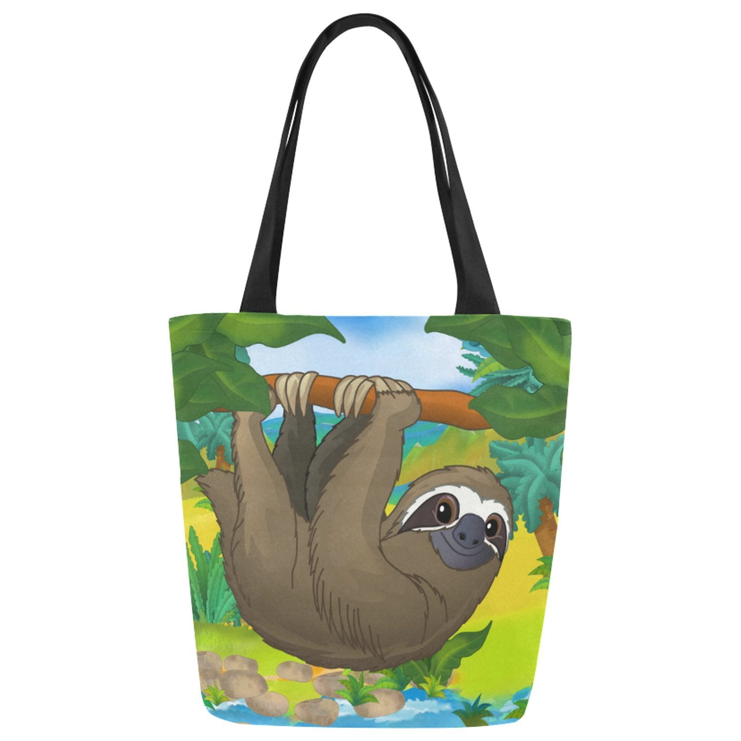 ASHLEIGH Sloth Canvas Tote Bag Shoulder Handbag Grocery Bag for School ...