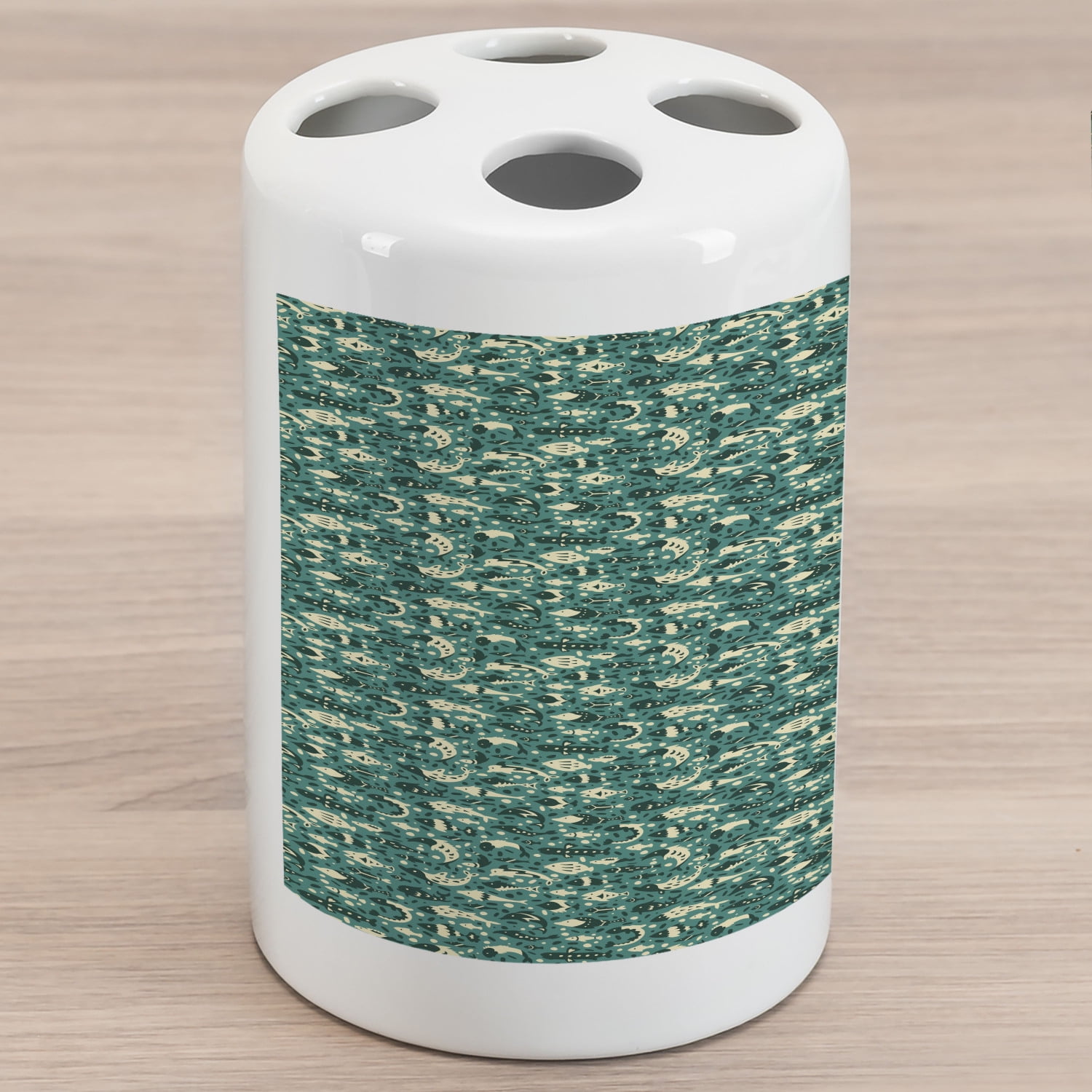 Nautical Ceramic Toothbrush Holder, Underwater Animal Composition with ...