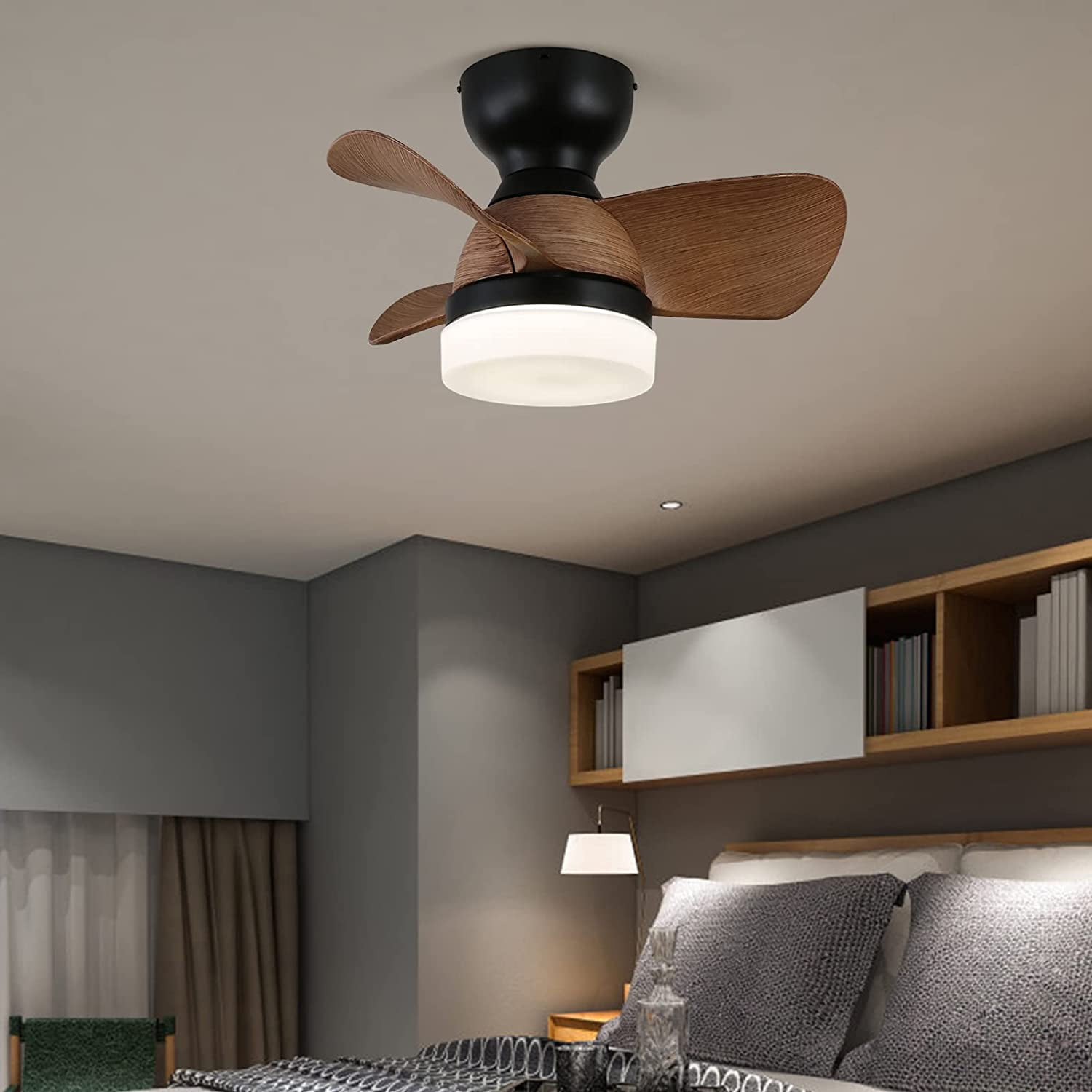 Miumaeov 22 inch Ceiling Fan Light LED Chandelier Fanlamp 3 Speed w ...