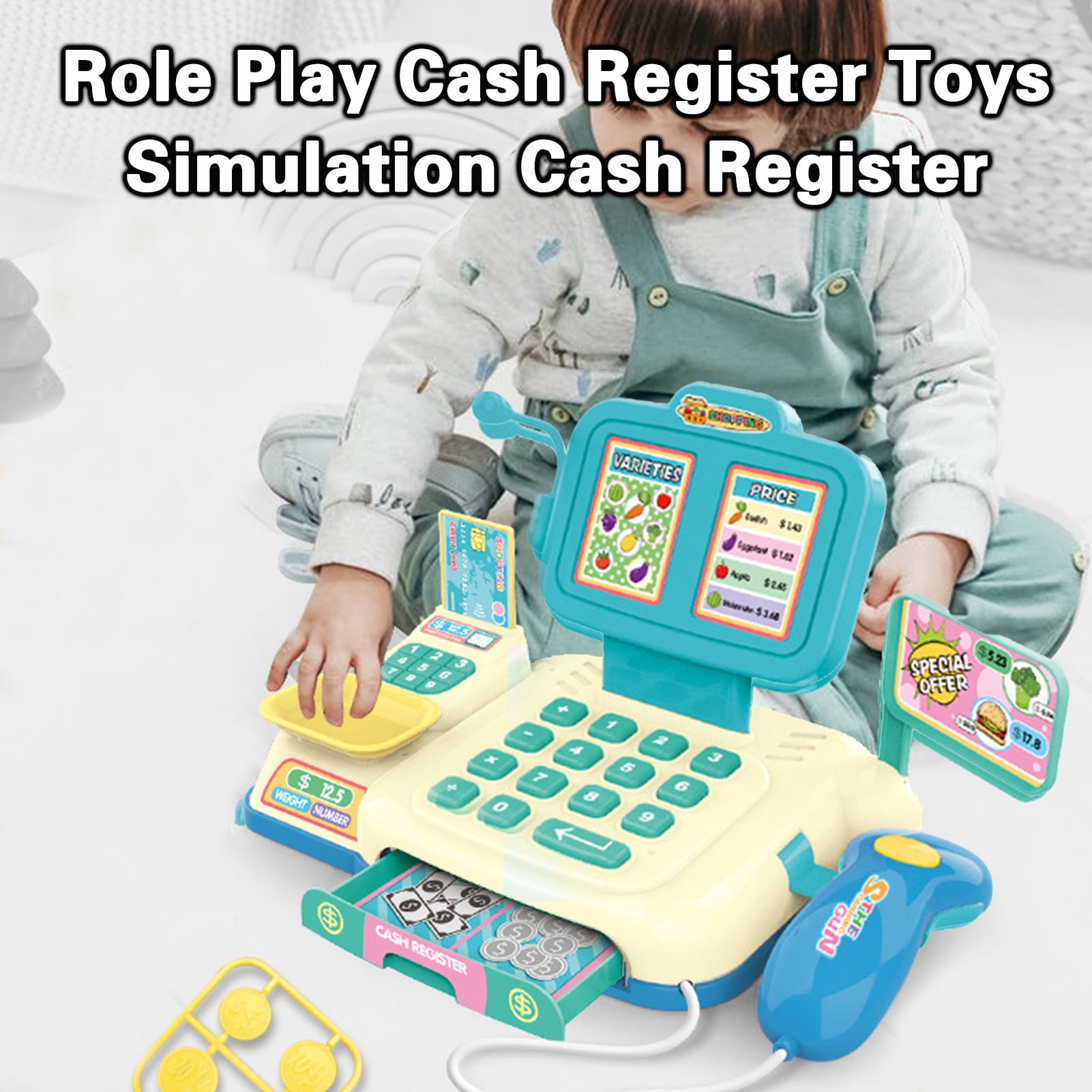 1 Set Cash Register Toys - Simulated Light Music - Rich Accessories ...