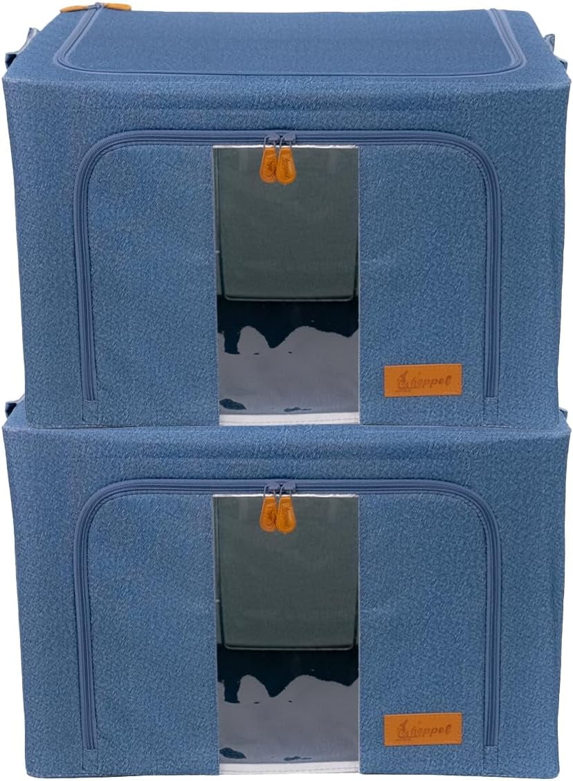 Hoppel 2 Pack Collapsible Stackable Pop Up Storage Bin with three ...