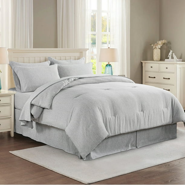 JML Queen Comforter Set Bed in a Bag,8 Piece Cationic Dyeing Microfiber ...