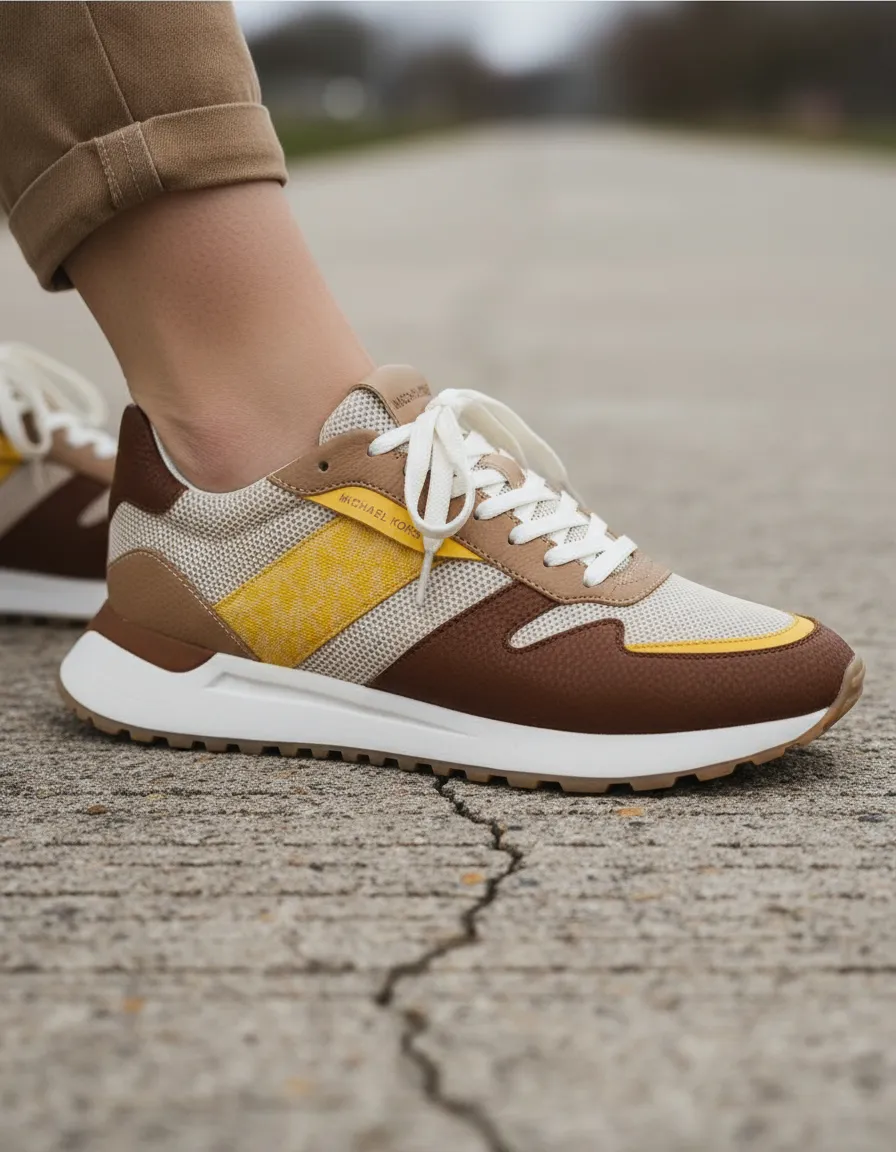 TENIS MICHAEL KORS DAX TRAINER CAFÉ/MOSTAZA | Bodega Aurrera en línea