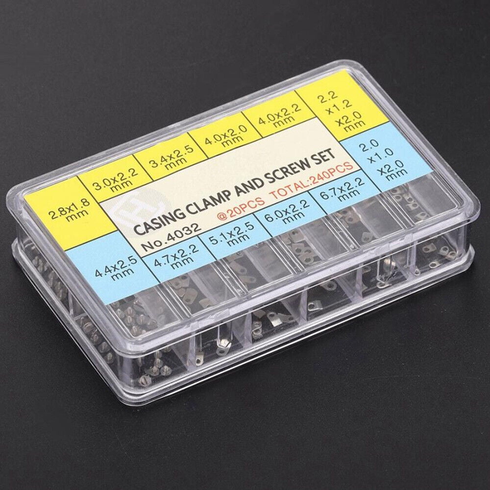 240Pcs Watch Casing Clamp Movement Adapter Securing Screw Washer Repair ...
