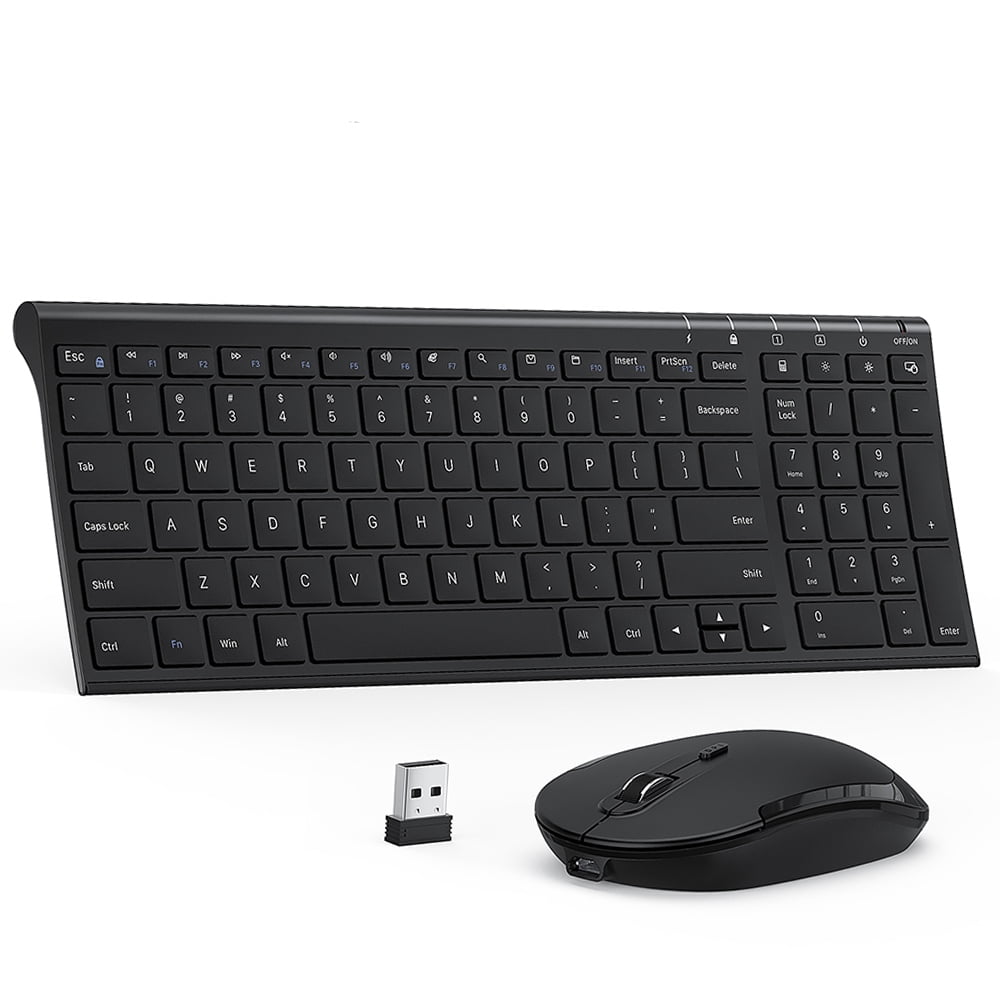 VIVEFOX Rechargeable Wireless Keyboard Mouse, Ergonomic Ultra Slim Full ...