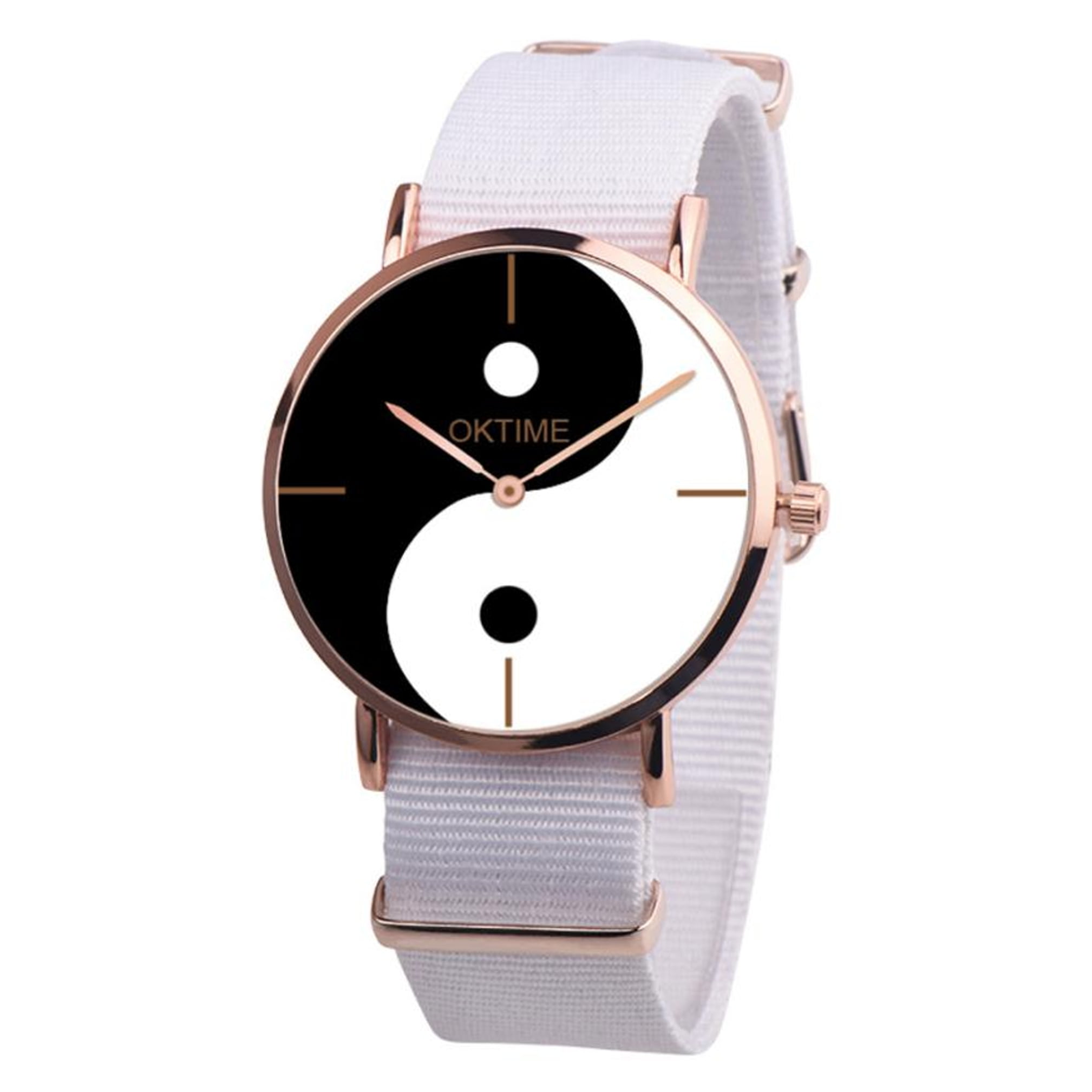 Yin Yang Watch White Adjustable Canvas Band Men Woman Asian Sports ...
