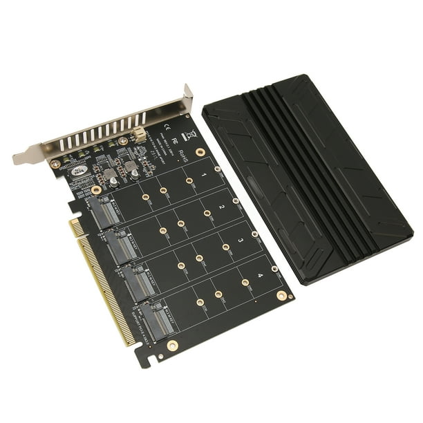 Quad M.2 NVME To PCIe Adapter, Aluminum Alloy High Power Chip 32Gbps ...