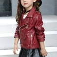 Blczomt Red Girls Jacket Collar Cute Leather Jacket Short Zipper with ...