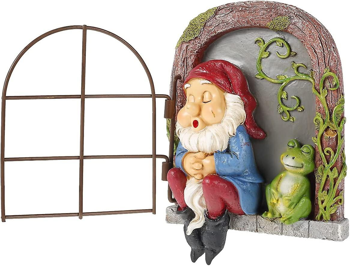 NinebeCJ Gnome Garden Ornament, Elf Out The Door Tree Figurines, Gnome ...