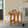 Farmhouse Style 18 Inch Hexagon Acacia Wood Side Table with Live Edge ...
