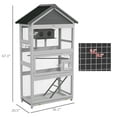 PawHut Outdoor Bird Cage - Wooden Aviary with Playground, Slide-Out ...