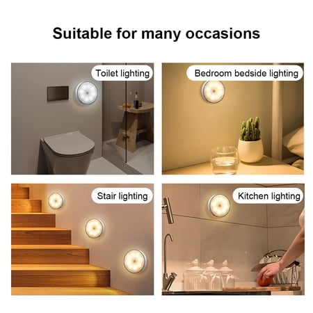 Pack of 2 Night Light Body Induction Motion Sensor USB Bedroom Wardrobe ...
