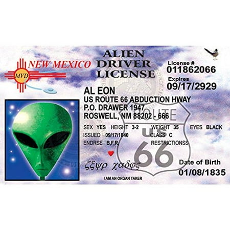 Signs 4 Fun NNMID6 66 Alien NM's Driver's License | Walmart Canada